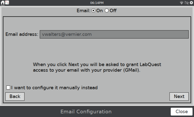 How do I set up LabQuest 3 to email data with a Gmail account ...