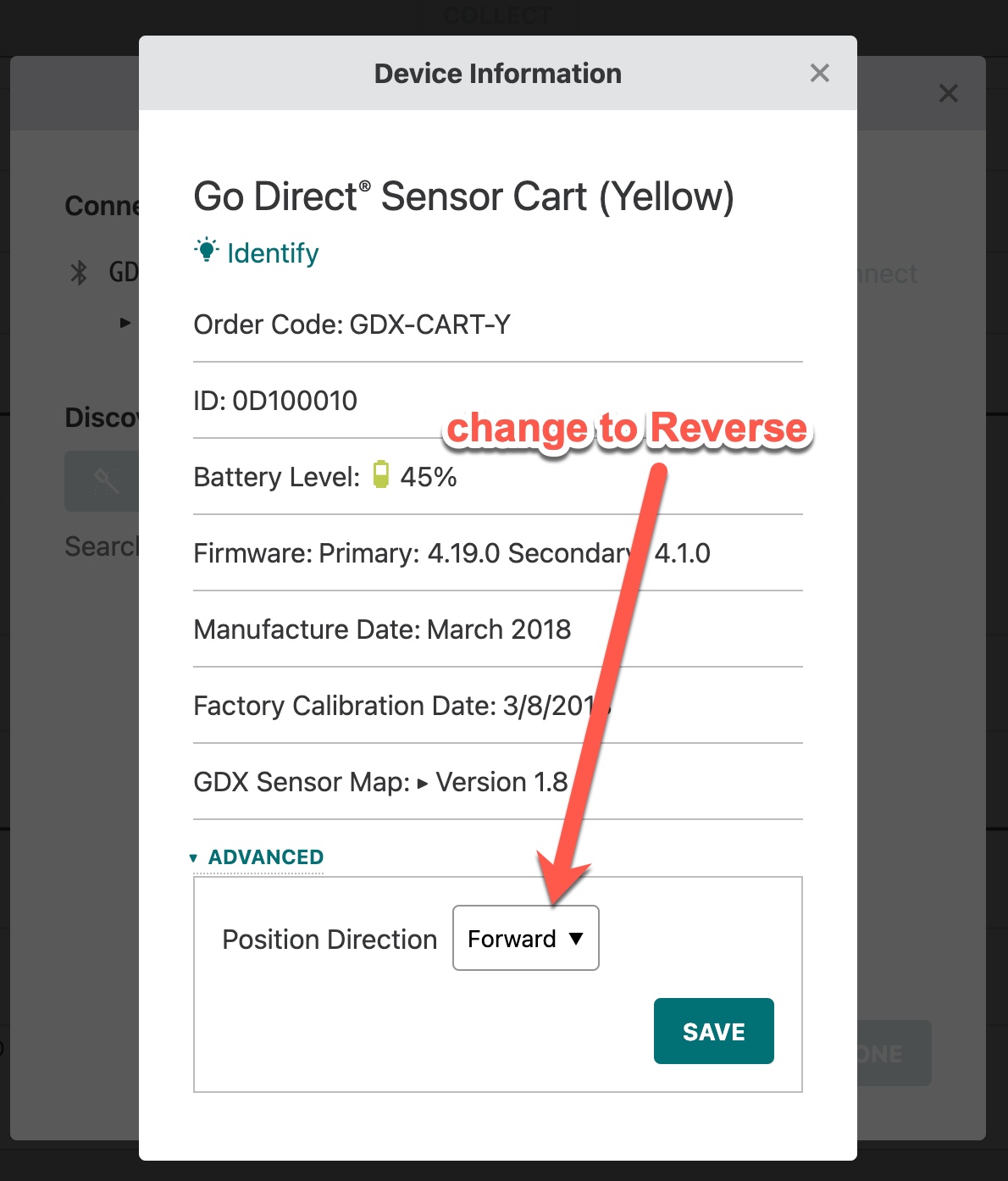 Sensor cart position reading decreases when cart is moved in the +x ...