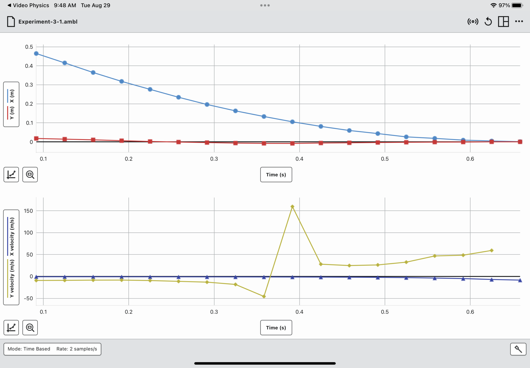 How do I export data from Video Physics for iOS to Graphical Analysis, Logger Pro, or Graphical ...